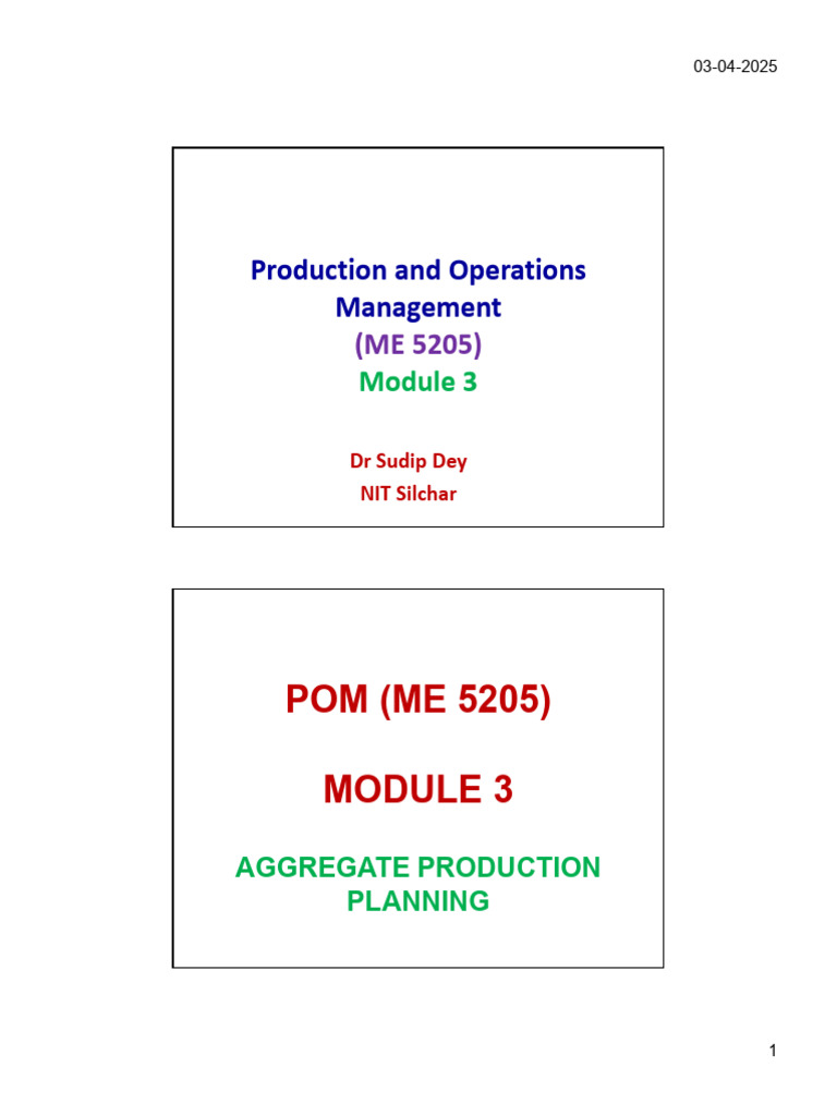 Module 3 - ME 5205 - Agreegate Production Planning | PDF | Business ...