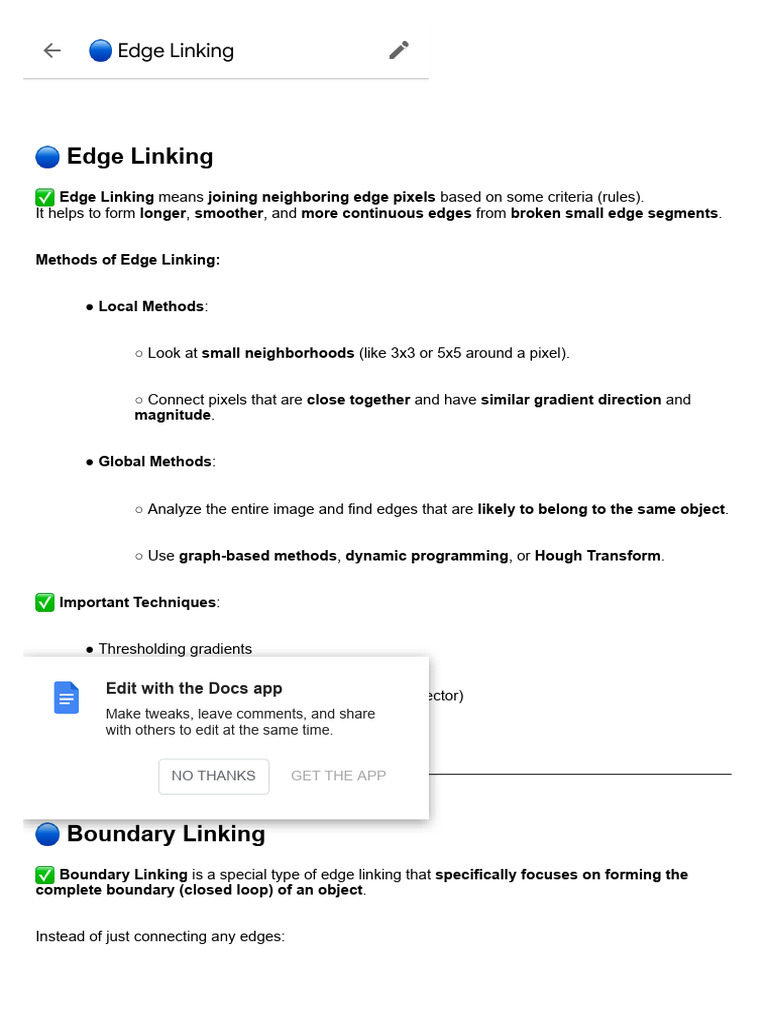 Edge Linking Notes | PDF