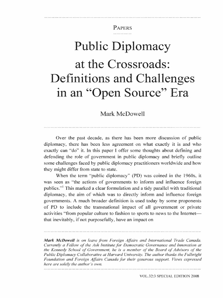 Public Diplomacy: Definitions & Challenges | PDF | Public Diplomacy ...