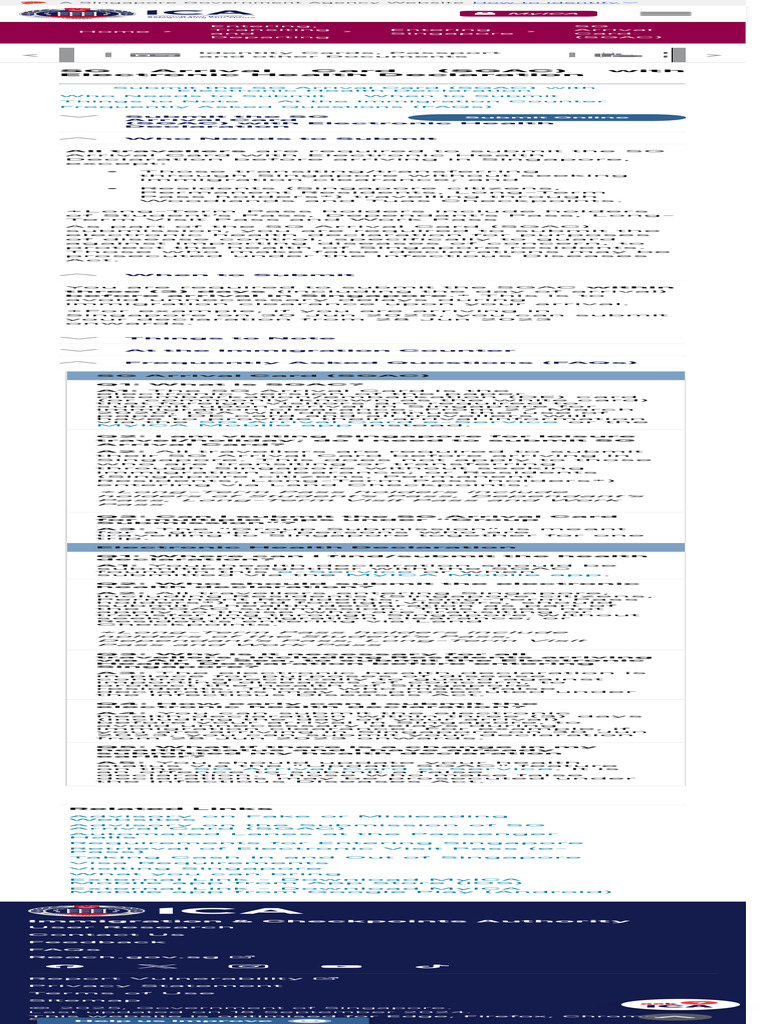 ICA SG Arrival Card (SGAC) With Electronic Health Declaration | PDF