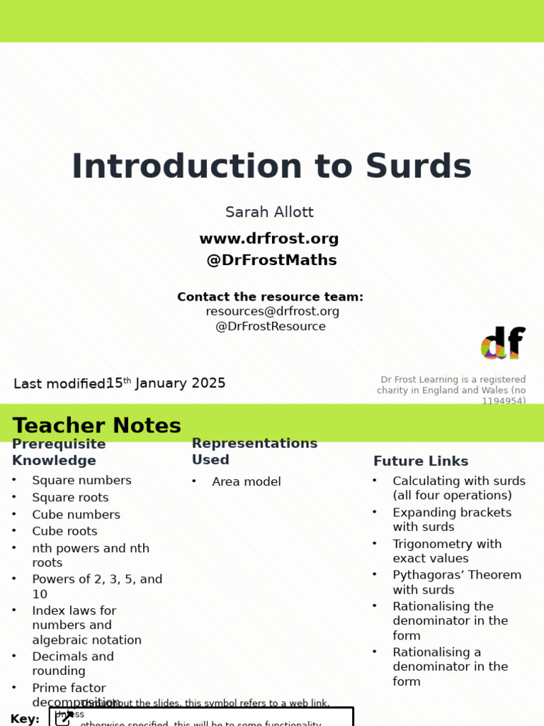 Introduction To Surds - Lesson | PDF | Numbers | Quadratic Equation
