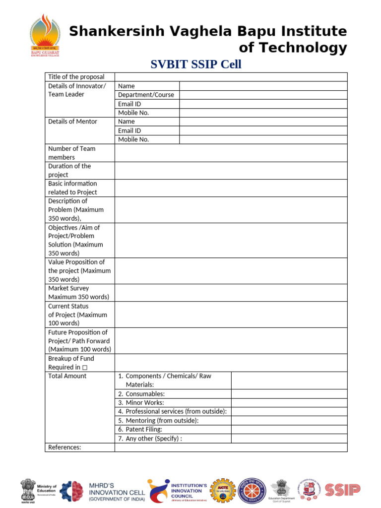 SVBIT SSIP Idea Submission Format | PDF