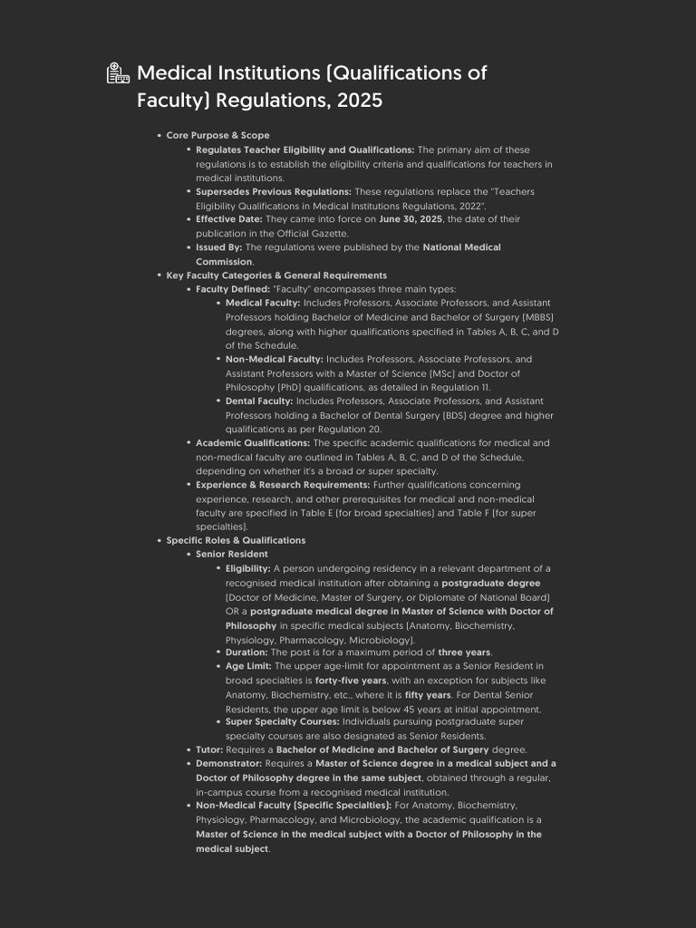 Faculty Qualifications Regulations 2025 | PDF | Doctor Of Medicine ...