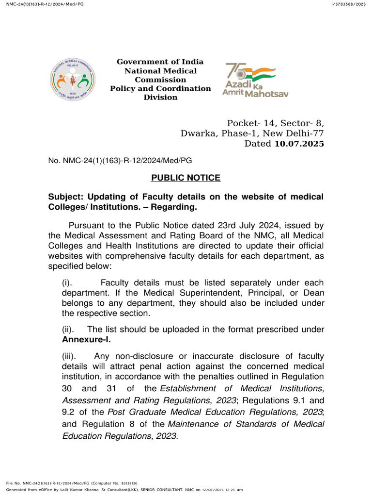Update Faculty Details for Medical Colleges | PDF | Justice | Crime ...