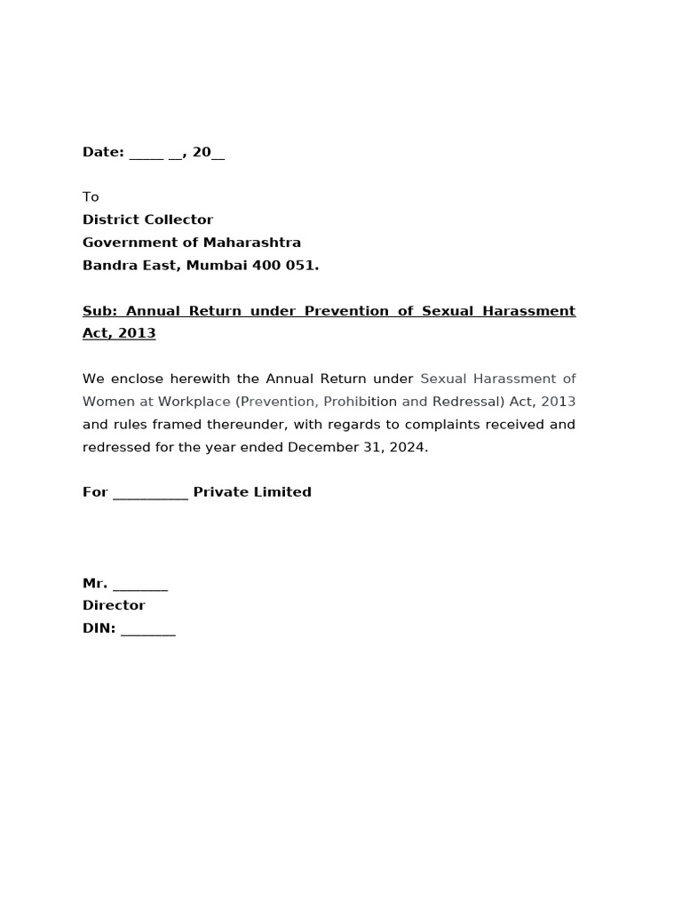 POSH Annual Return - Draft | PDF