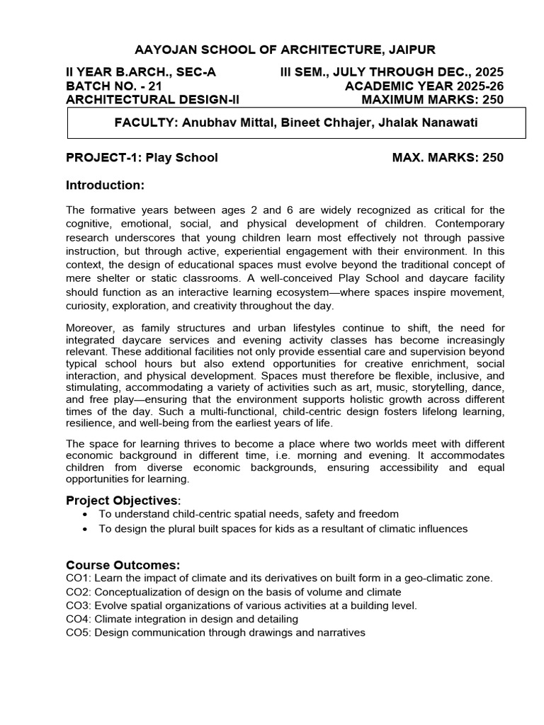 IIISemB Project 1 Design Brief | PDF | Drawing | Child Care