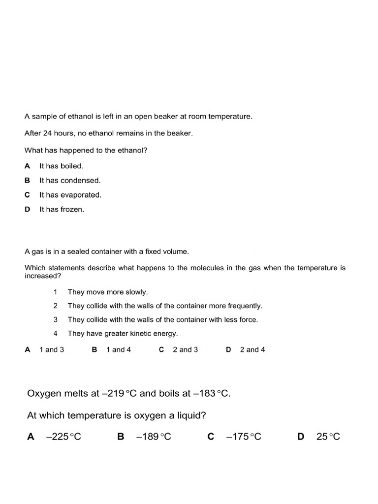 Chemistry MCQ Answers Summary | PDF