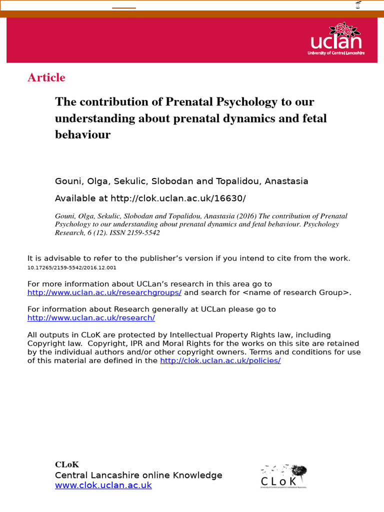 Prenatal Psychology's Impact on Fetal Behavior | PDF | Prenatal ...