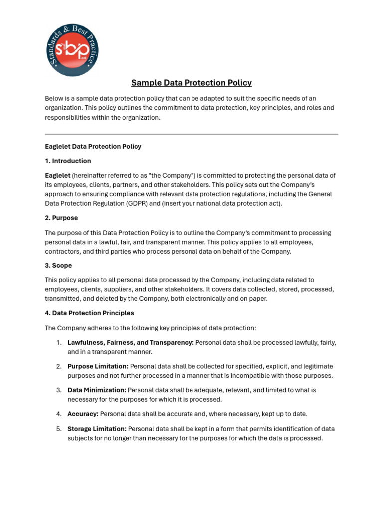 Eaglelet Data Protection Policy Template | PDF | Computer Security ...