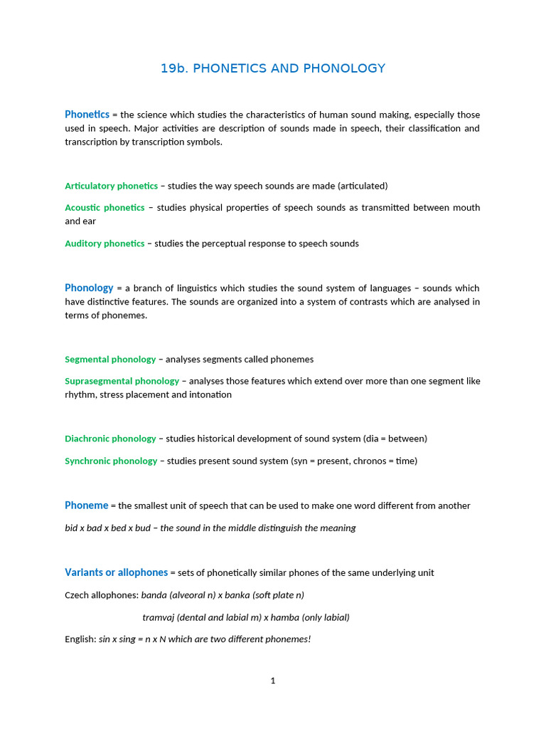 Czech Phonology Overview | PDF | Phoneme | Phonetics
