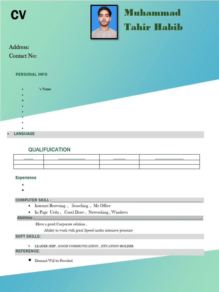 Muhammad Tahir Habib's CV Summary | PDF