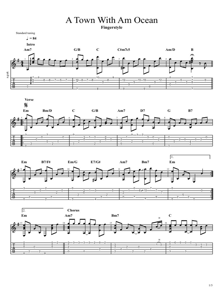 A Town With An Ocean Fingerstyle New | PDF