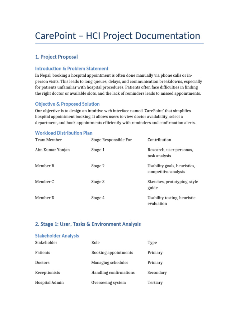 CarePoint HCI Detailed Documentation | PDF | Usability | Computing