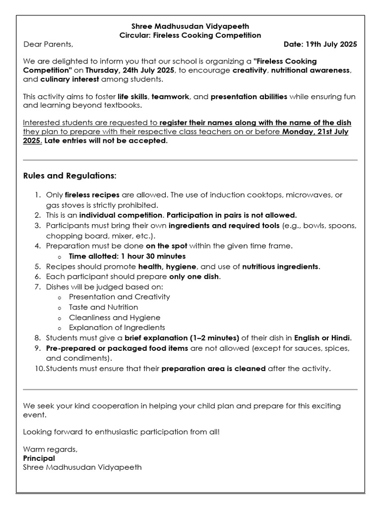 Fireless Cooking Competition | PDF