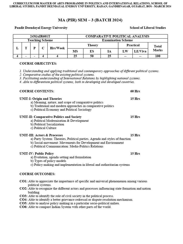 Cpa Syllabus & Lesson Plan (Bos March 2024) | PDF | Political Science ...
