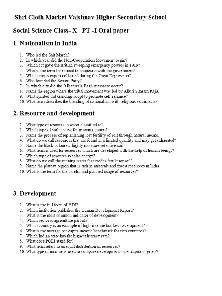 Class 10 Social Science Exam Guide | PDF