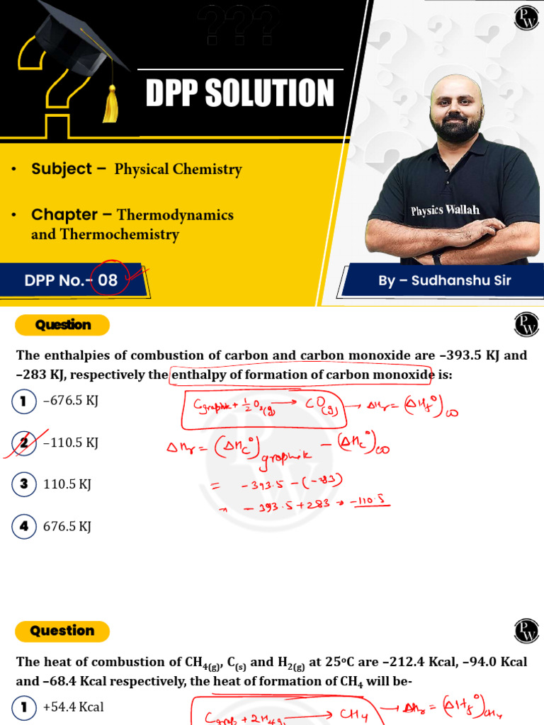 Thermodynamics and Thermochemistry - DPP 08 Solution Notes - Physical ...