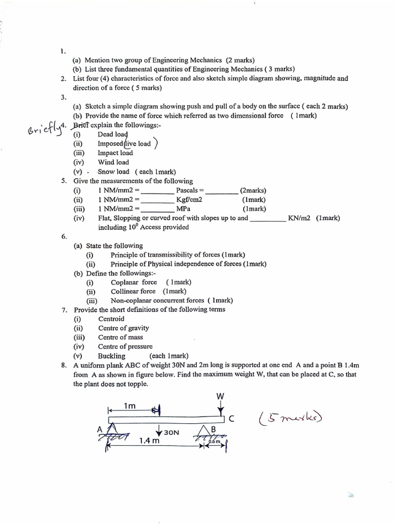 Mechanics Questions and Answers | PDF