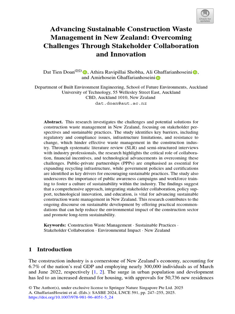 Sustainable Construction Waste Management in NZ | PDF | Sustainability ...