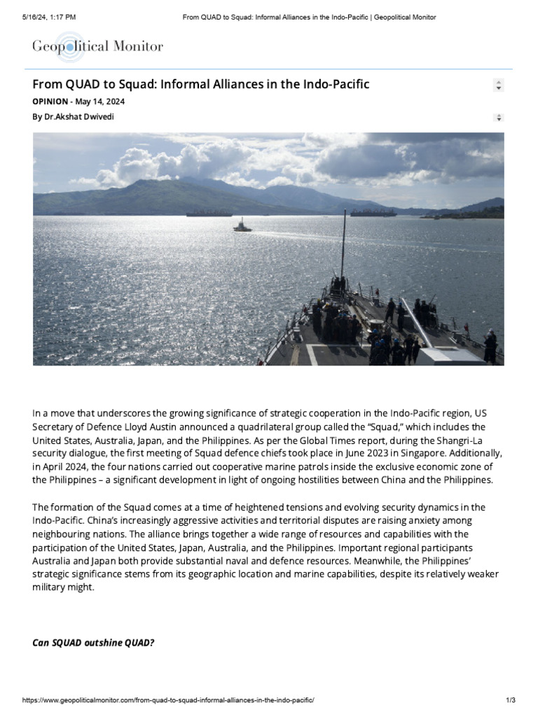 Indo-Pacific's New Security Alliance: Squad | PDF | Global Politics ...