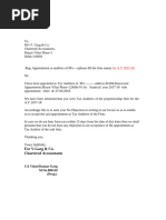 Auditor Appointment Consent Letter | PDF