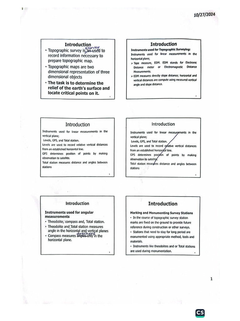 Introduction To Topographic Surveying | PDF