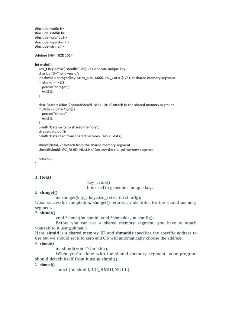 Shared Memory Between Two Processes | PDF