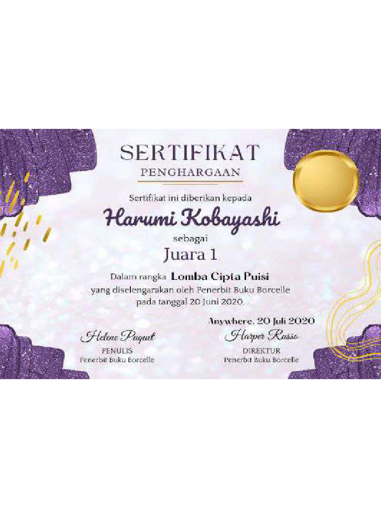 Contoh Sertifikat | PDF