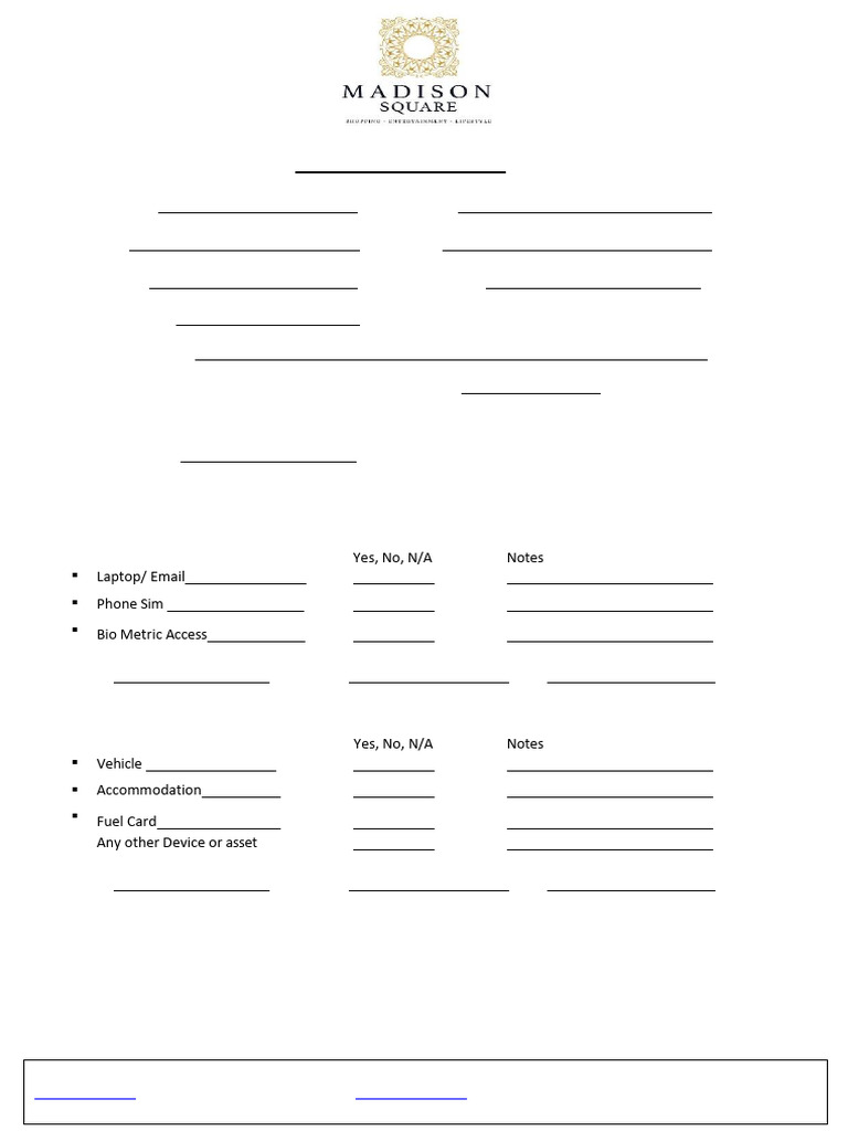 Employee Exit and Clearance Form | PDF