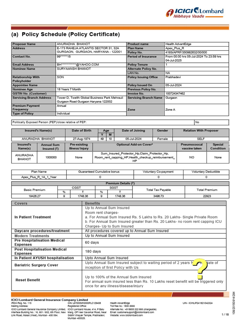 Icici insurance Anuradha | PDF | Deductible | Insurance