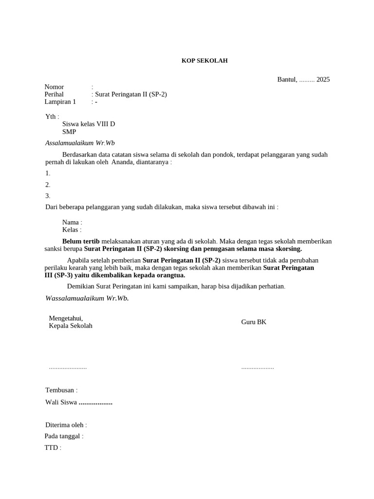 Surat Peringatan 2 - SP 2 | PDF