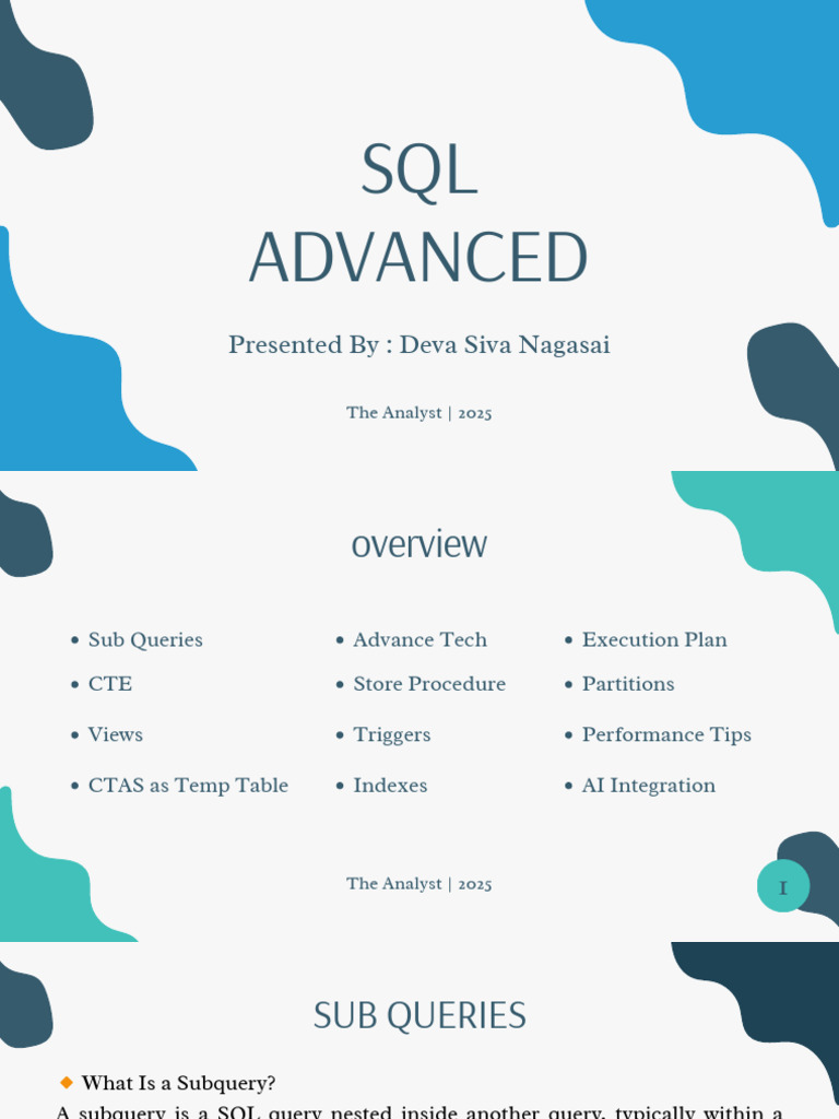 Advance SQL Deck 1749614960 | PDF | Sql | Data Management