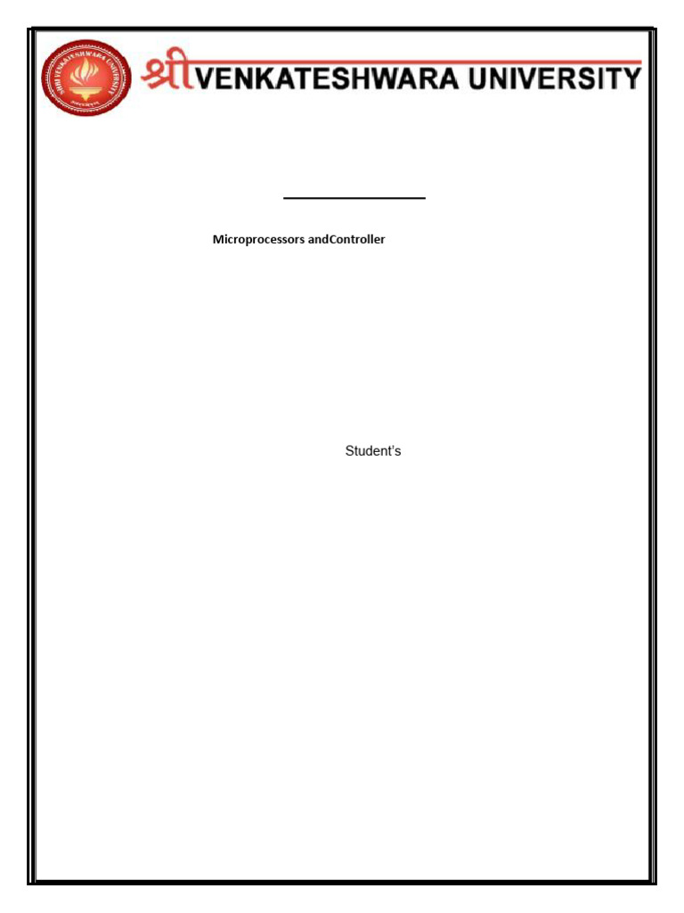 Session:2024 To 2025 - : Microprocessors and Controller | PDF ...