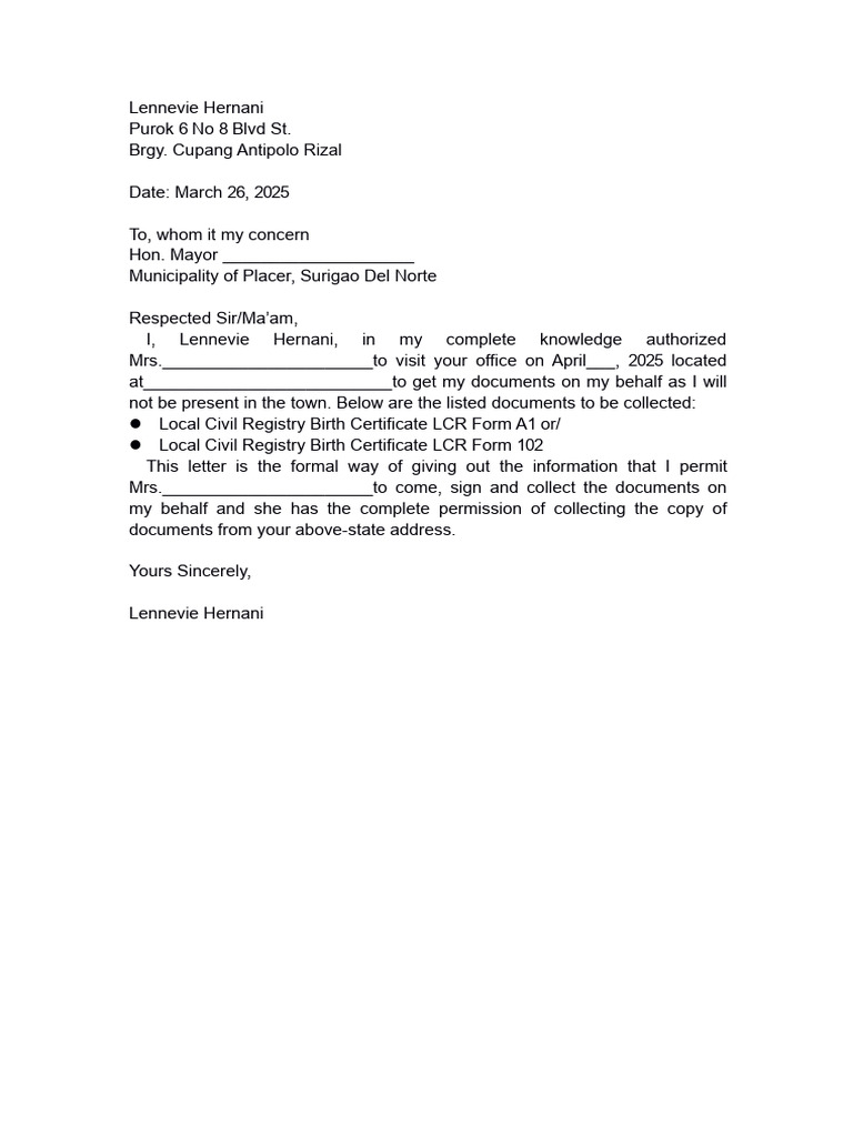 Authorized Letter | PDF