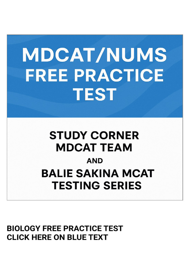 Mdcat and Nums Free Practice Test by Yasir Abbas | PDF