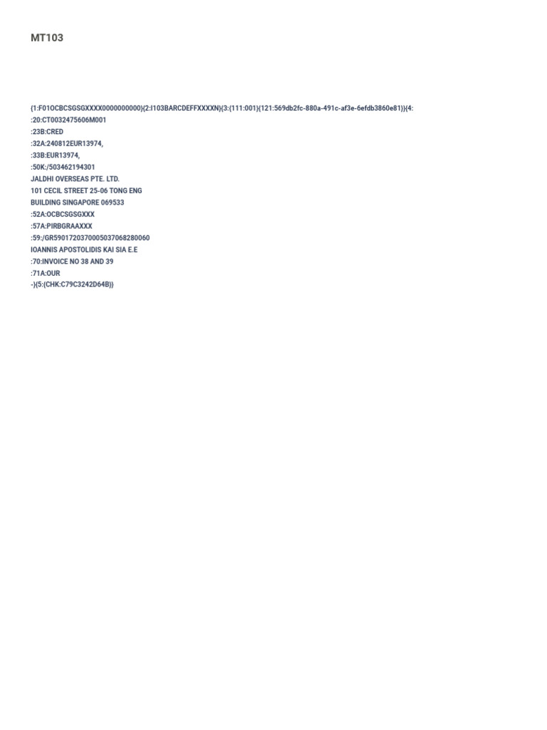 OCBC MT103 Transaction Inquiry Guide | PDF