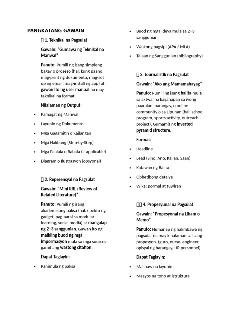 Pangkatang Gawain Fil 2 | PDF