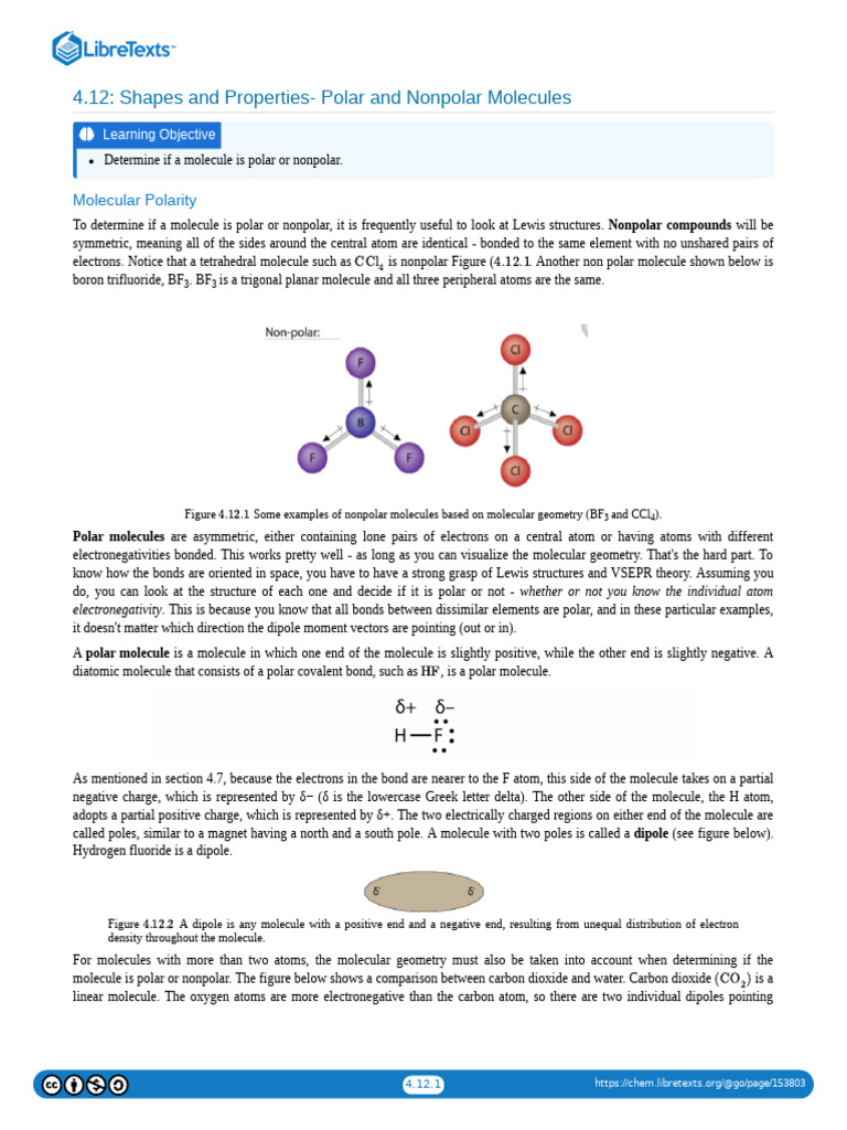 Identifying Polar and Nonpolar Molecules | PDF | Chemical Polarity | Dipole