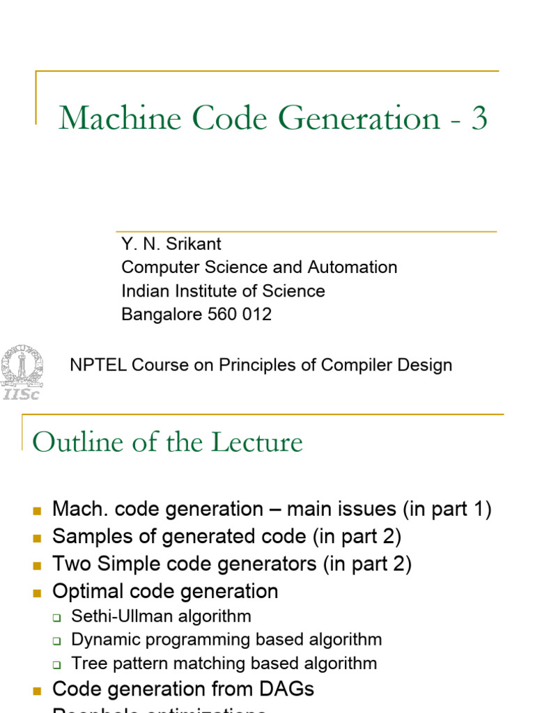 Code Generation NPTEL - 3 | PDF | Computer Engineering | Software ...