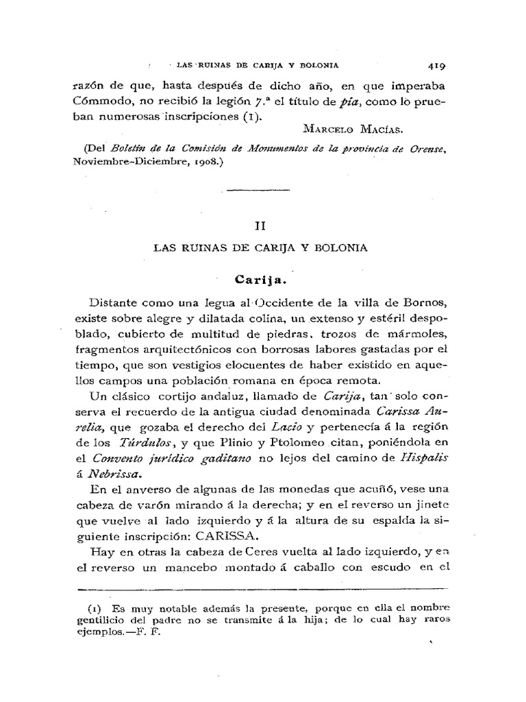 Ruinas Romanas de Carija y Bolonia | PDF