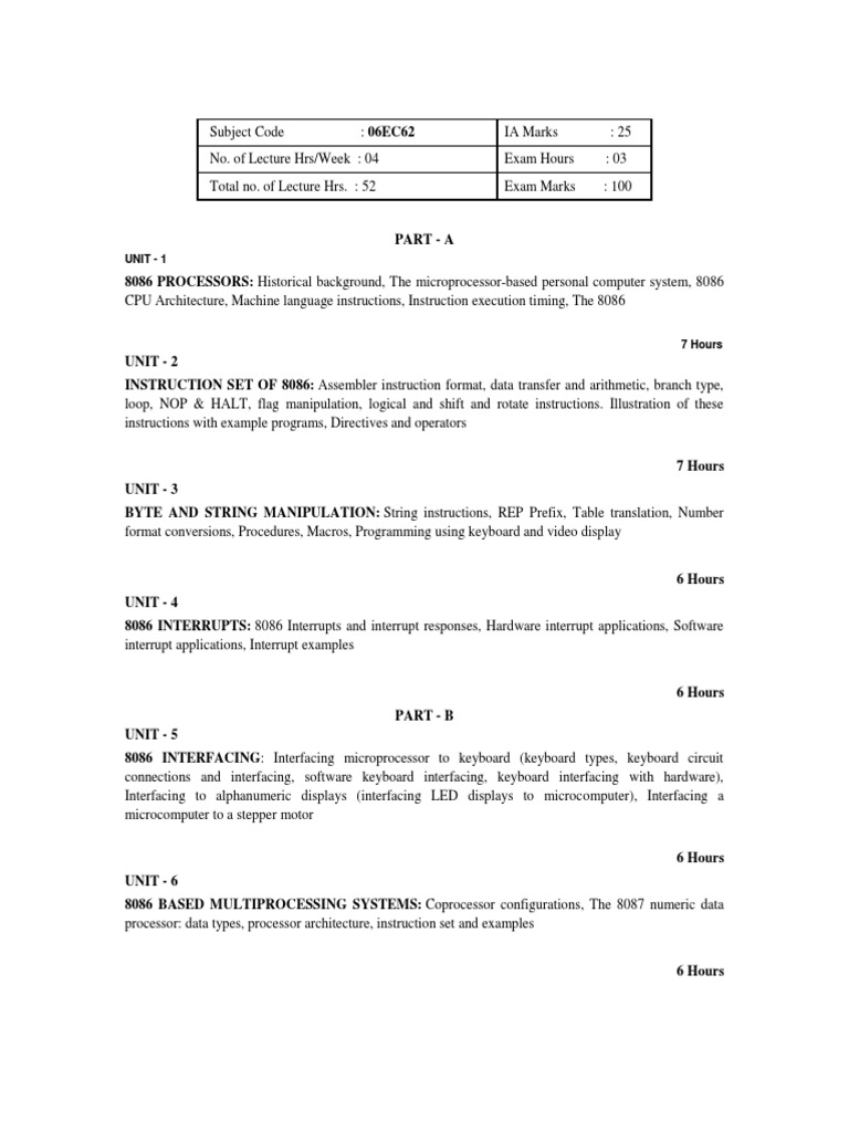 Microprocessor Syllabus | PDF | Central Processing Unit | Microprocessor