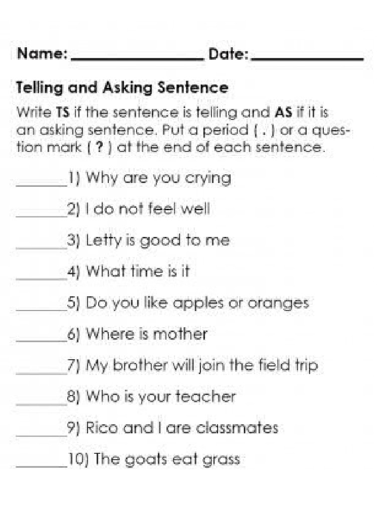 Asking and Telling Sentence | PDF