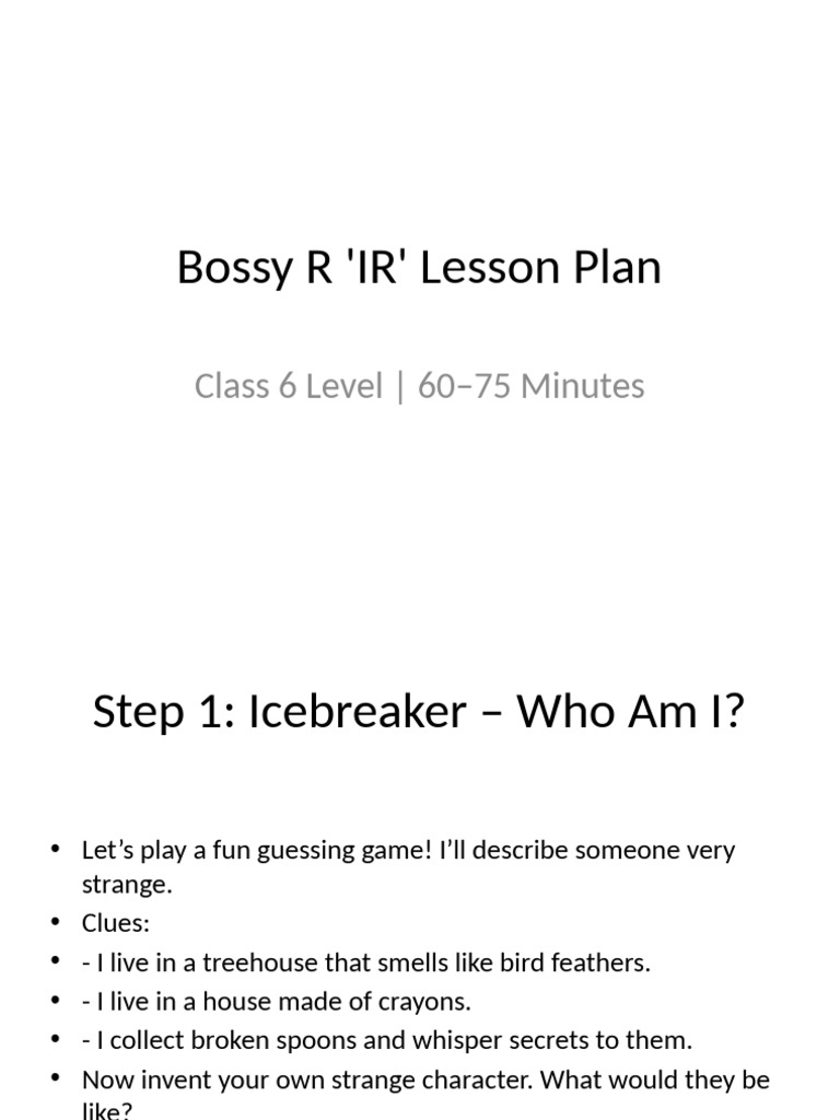 Bossy R IR Lesson With Crossword | PDF