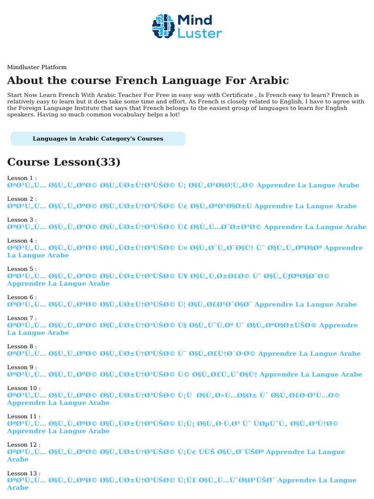 تعلم الفرنسية للعرب مجانا | PDF | French Language | Arabic