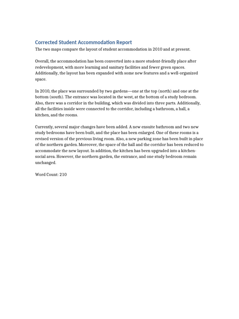 Corrected Student Accommodation Report Pdf
