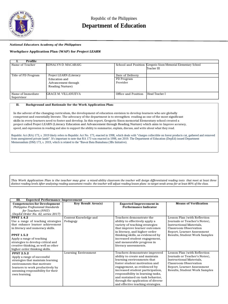 Wap Gsmes Project Learn | PDF | Lesson Plan | Teachers