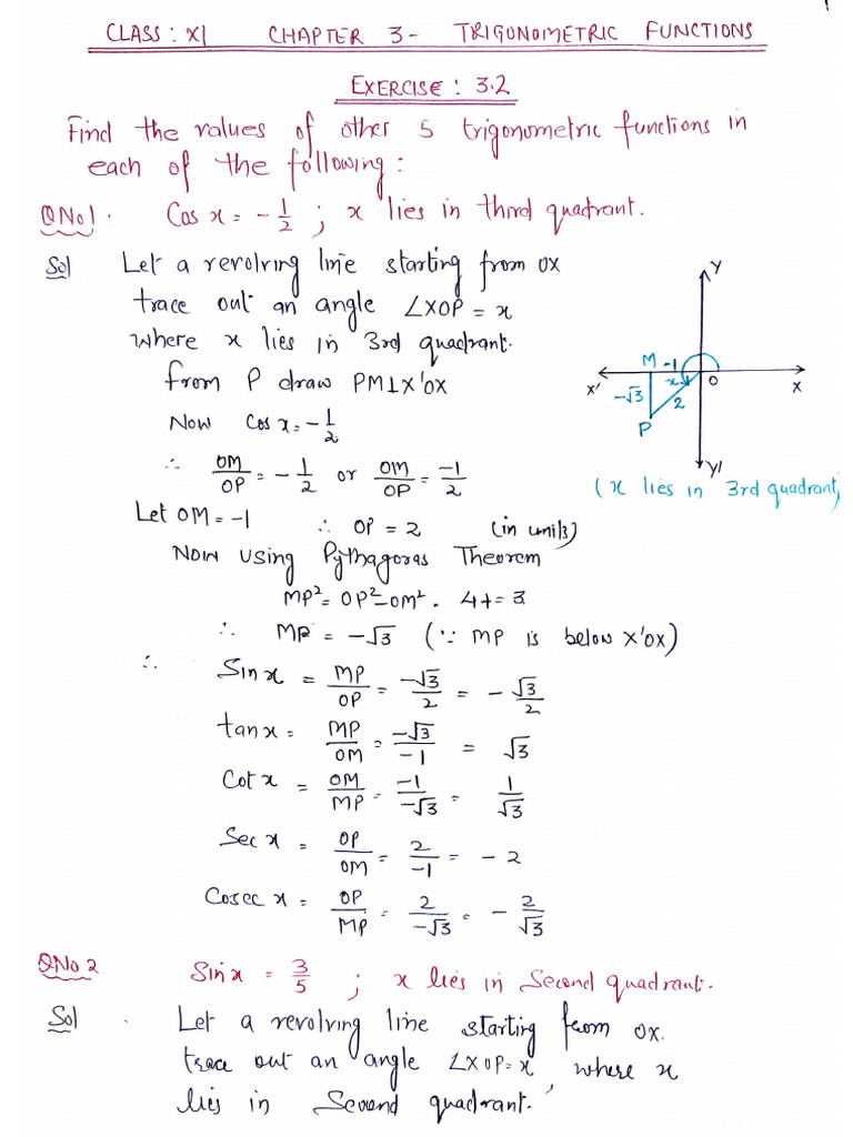 XI-EX 3.2 Ch3 - Trigonometric Functions | PDF | Trigonometry