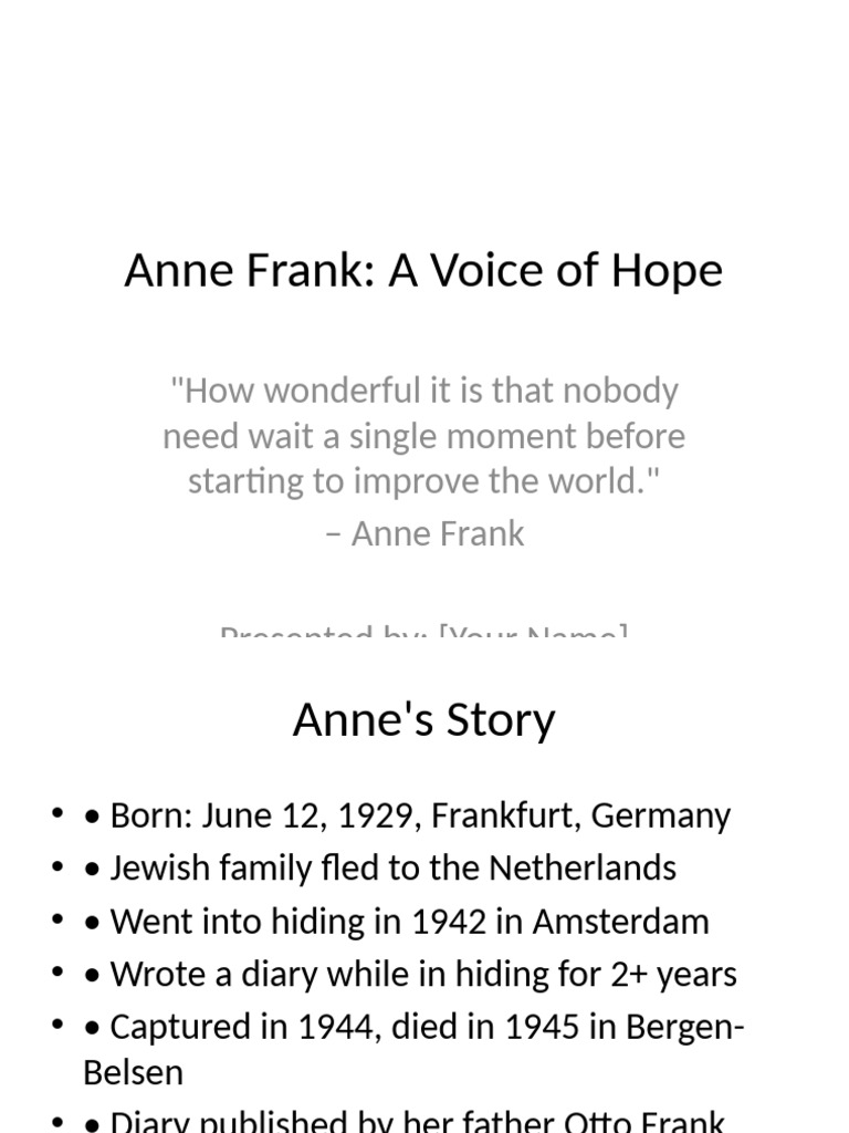 Anne Frank Creative Presentation | PDF