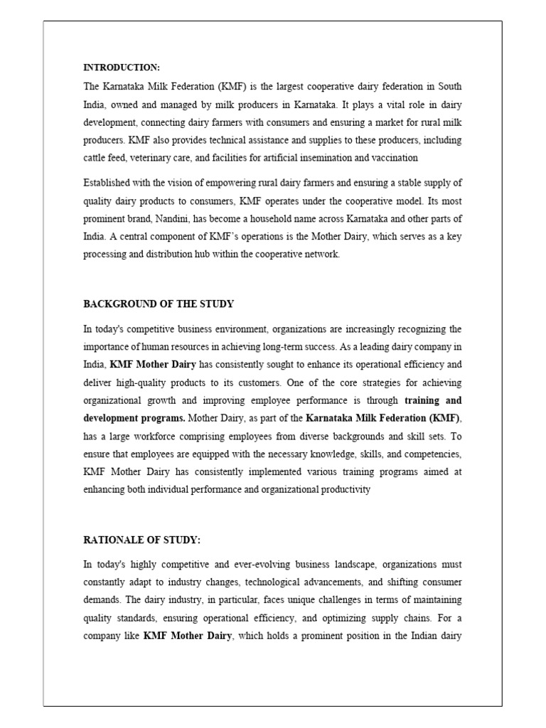 Impact of Training on KMF Employee Performance | PDF | Dairy | Employee ...