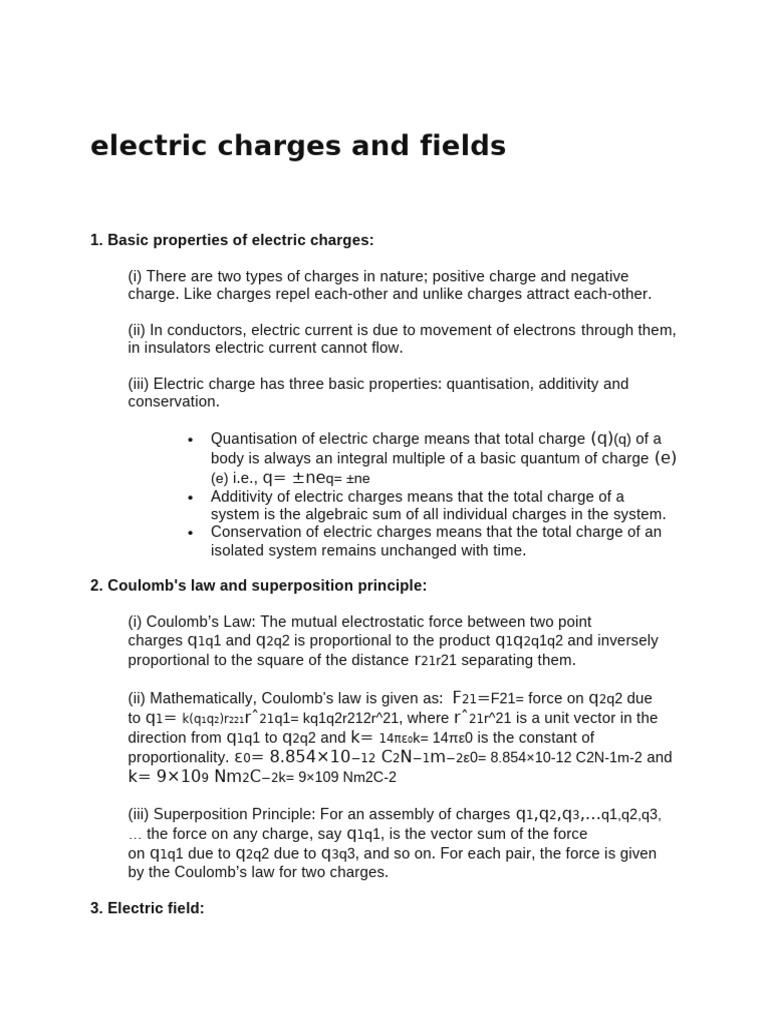 Electric Charges and Fields Explained | PDF | Electric Field | Electric ...